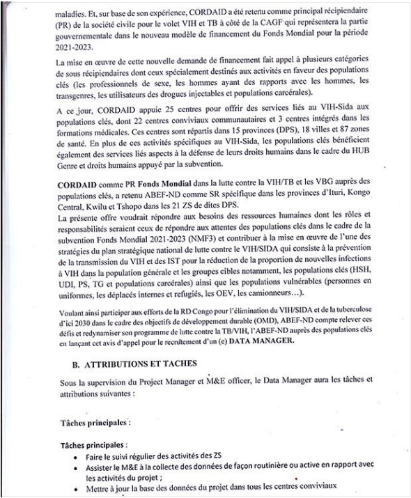 Data Manager - Congo Pub Online