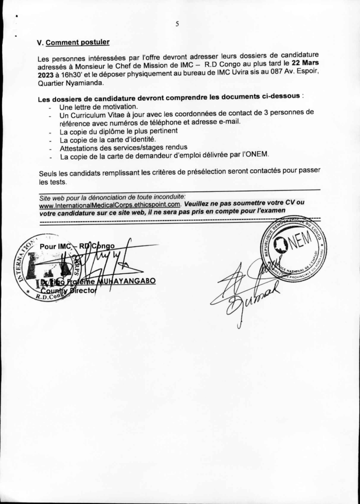 PSS OFFICIER - Congo Pub Online