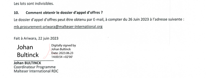 FOURNITURE DES MATÉRIELS ARATOIRES ET DE CONSTRUCTION ET DES MATÉRIELS ...